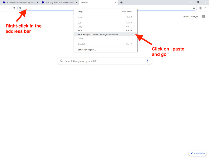 Enabling Flash on Chrome - Crazy4Jigsaws.com